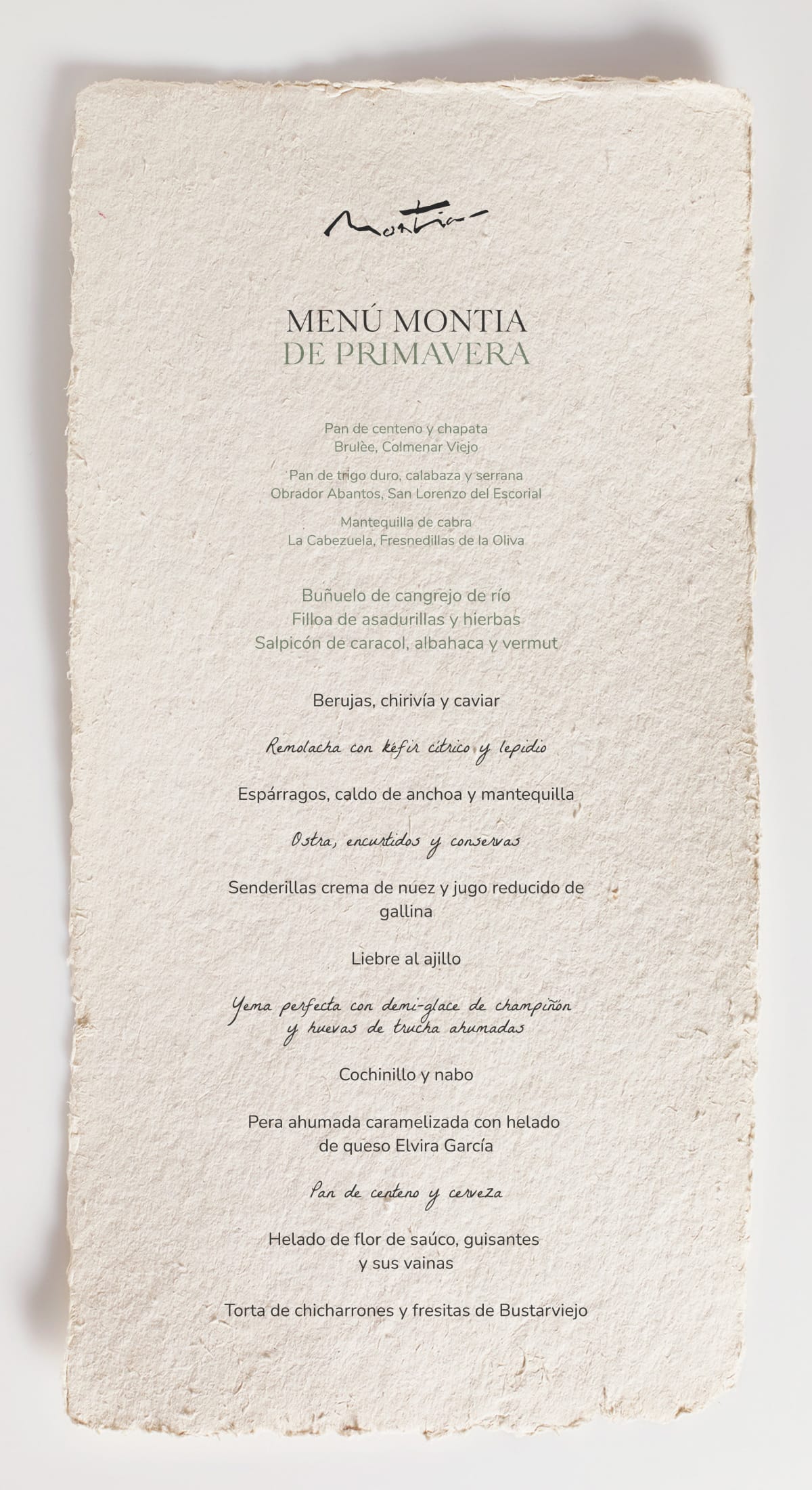 Menu 2024 - Montia in San Lorenzo De El Escorial | TheFork