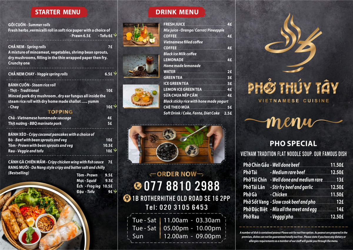 Carte et Menus 2024 - Pho Thuy Tay à Londres | TheFork