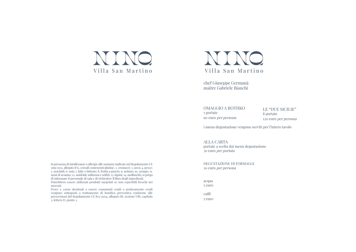 Menù completo e carta 2024 - Ninó by Emanuele Petrosino a Martina ...