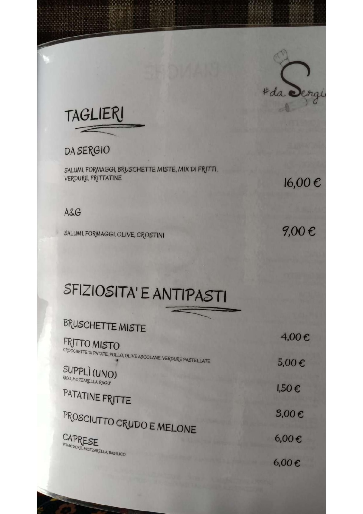 Menù completo e carta 2024 - Trattoria Pizzeria da sergio a Borbona ...