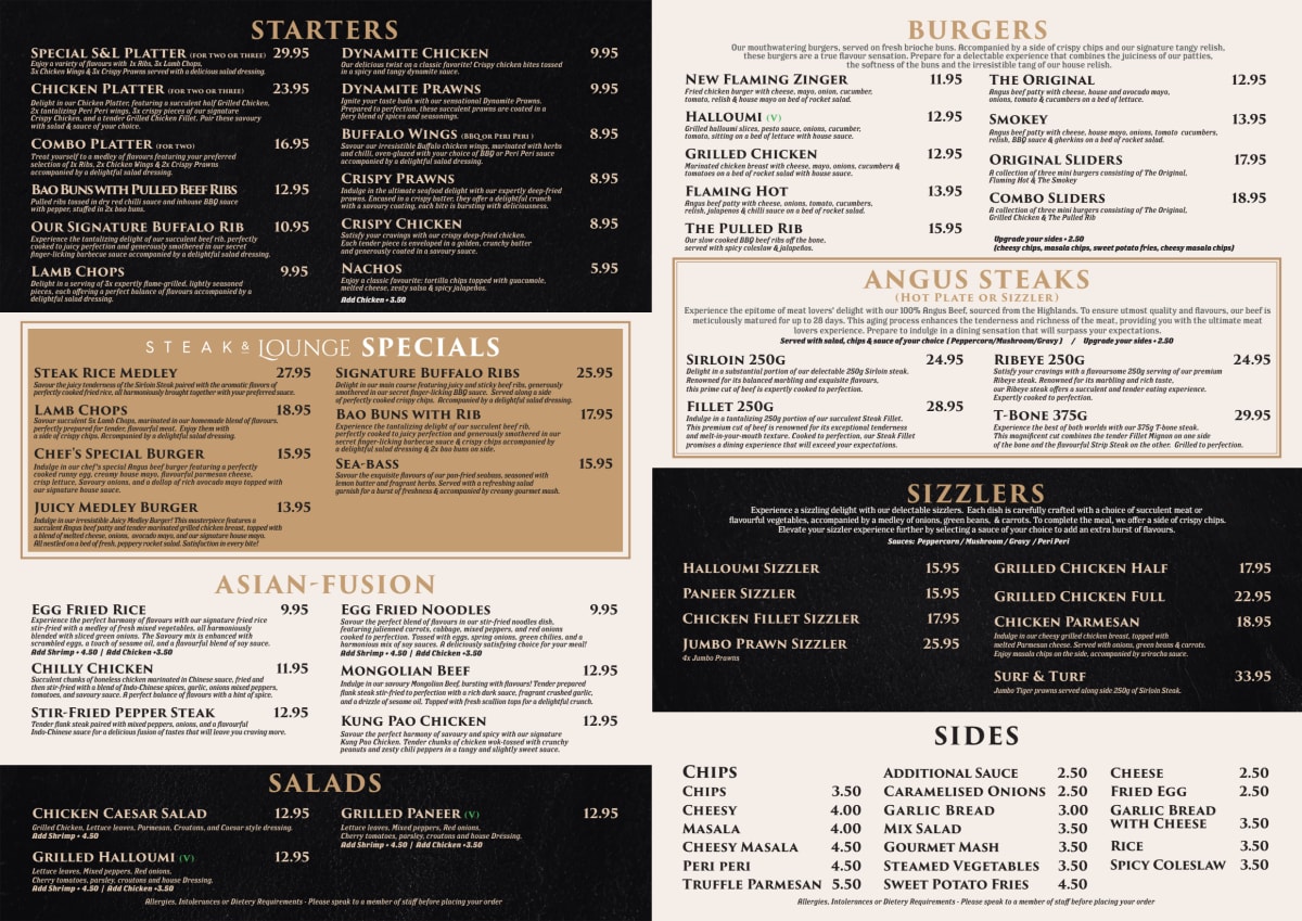 Carta y menù 2024 Actualizados - Steak & Lounge en Leicester | TheFork