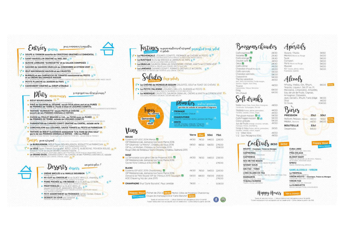 Carte et Menus 2024 - La French Guinguette à Paris | TheFork