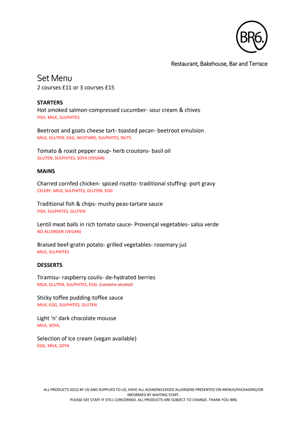 Menus 2024 - BR6 Restaurant in Orpington | TheFork