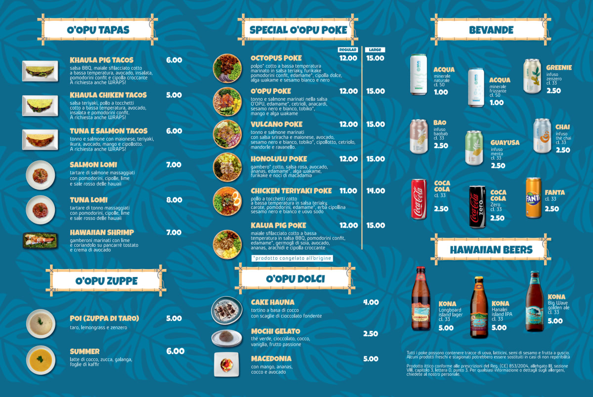 Carta y menù 2024 Actualizados - O'opu Hawaiian Poke en Cuneo | TheFork