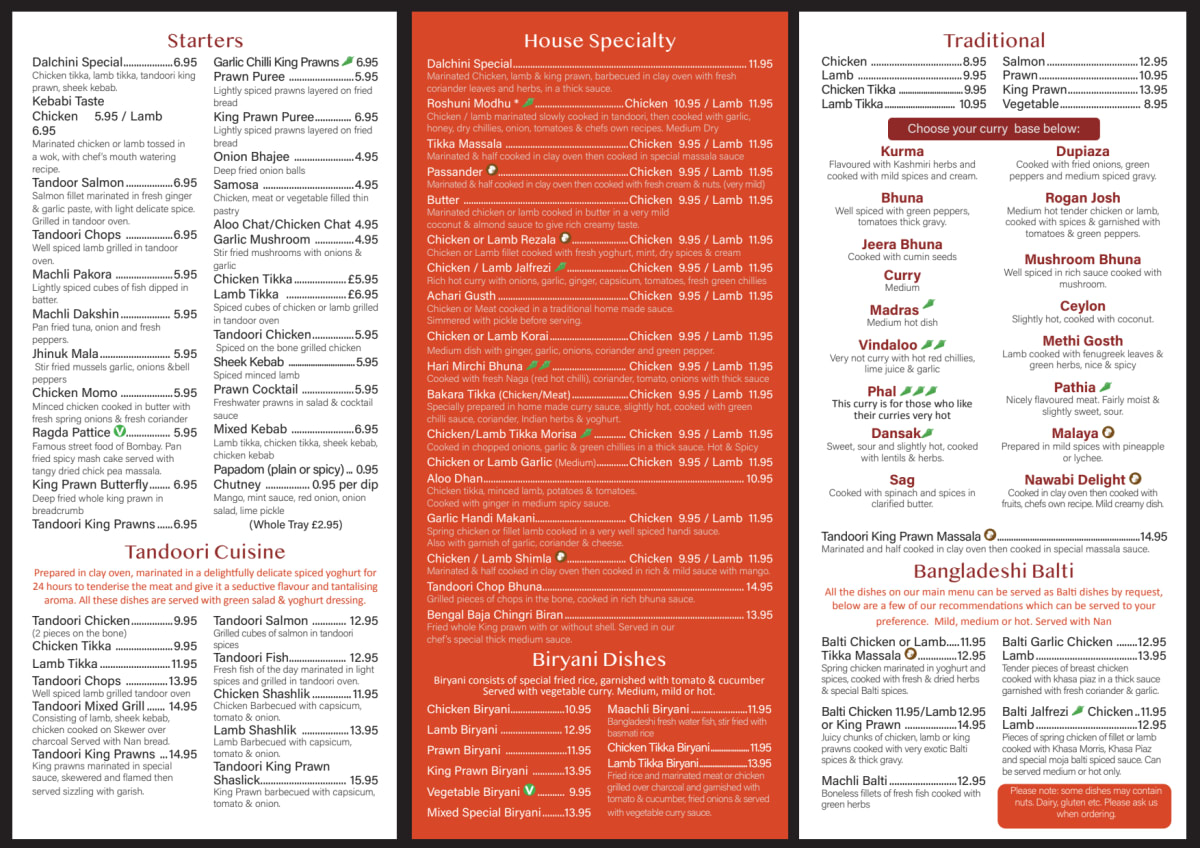 Menu 2024 - Dalchini Spice in Shefford | TheFork