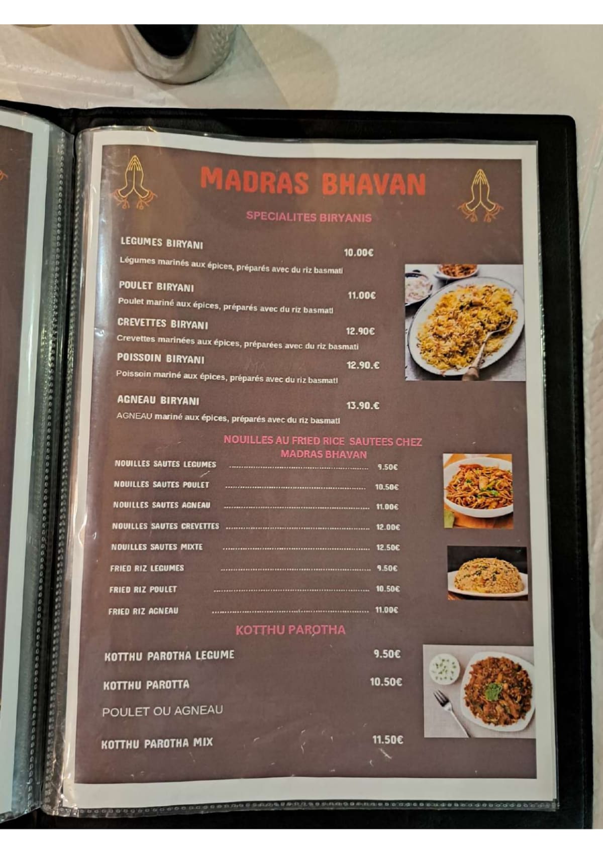 Carte et Menus 2024 - Madras Bhavan à Paris | TheFork