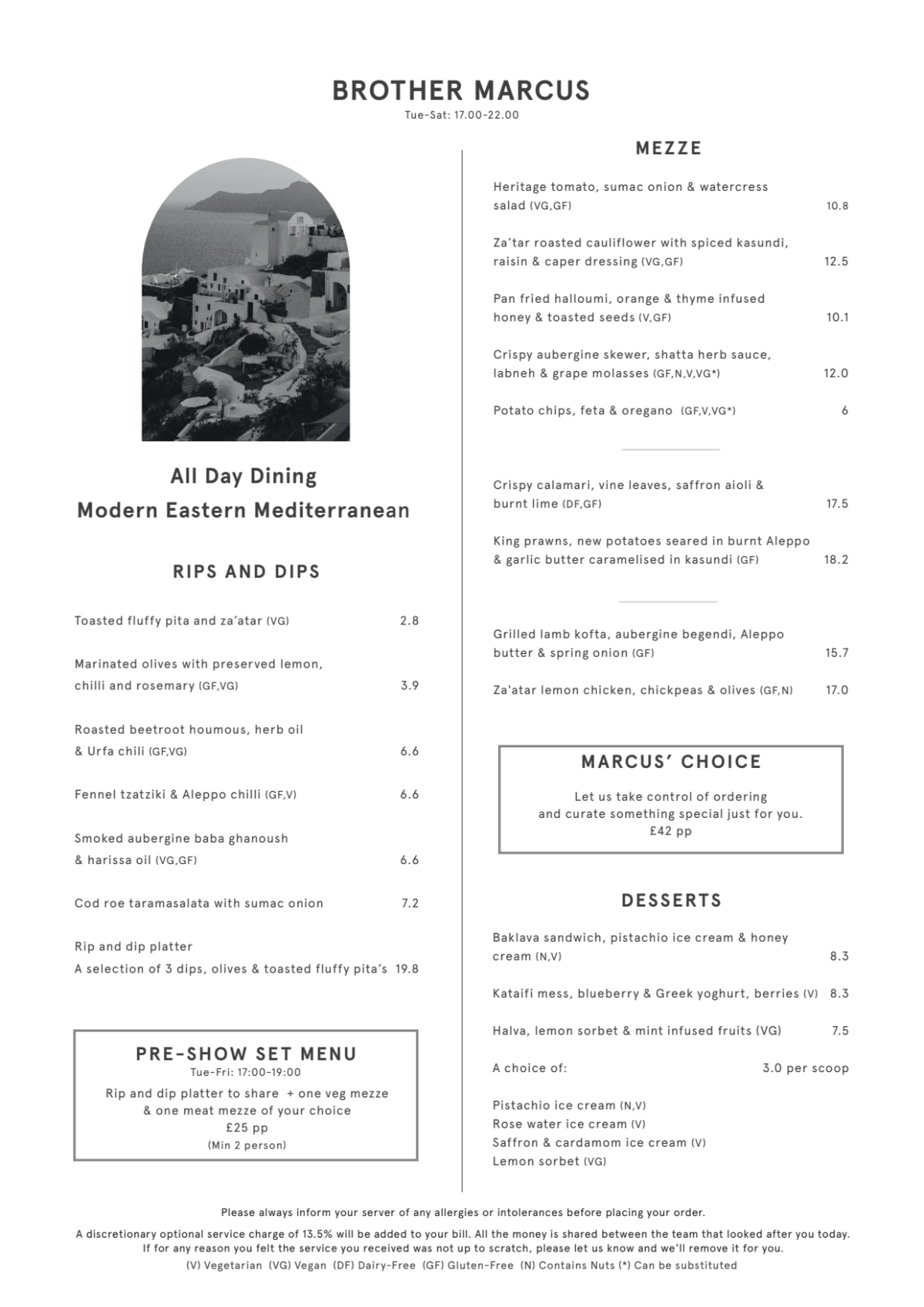 Carte et Menus 2023 - Brother Marcus South Kensington à Londres | TheFork