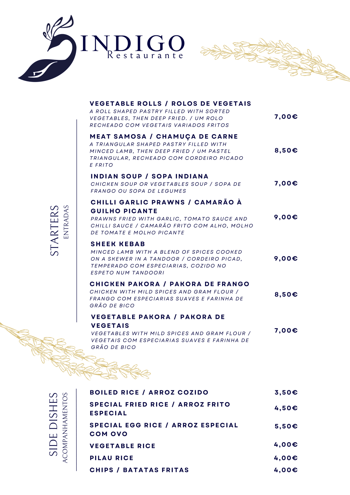 Carta y menù 2024 Actualizados - Indigo Restaurante en Ferragudo | TheFork