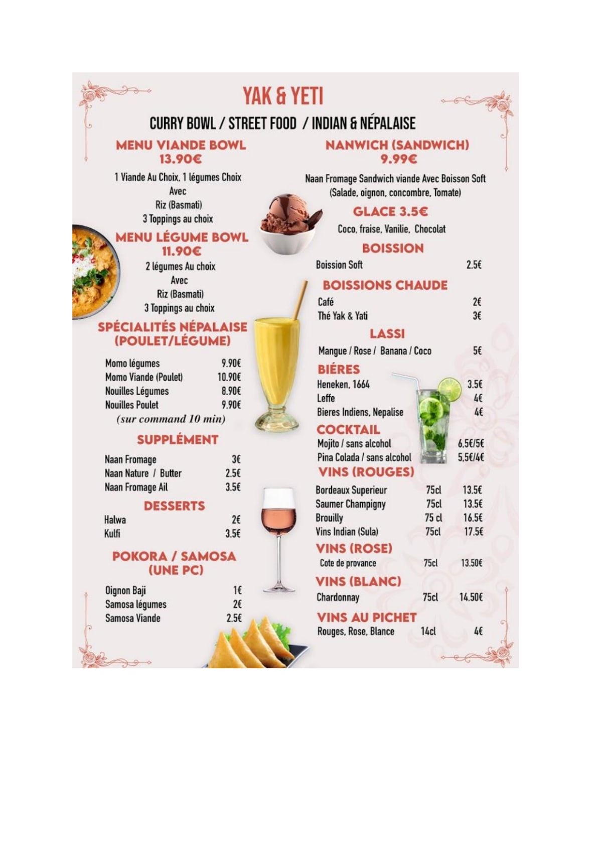 Carte et Menus 2024 - Yak&Yeti à Paris | TheFork