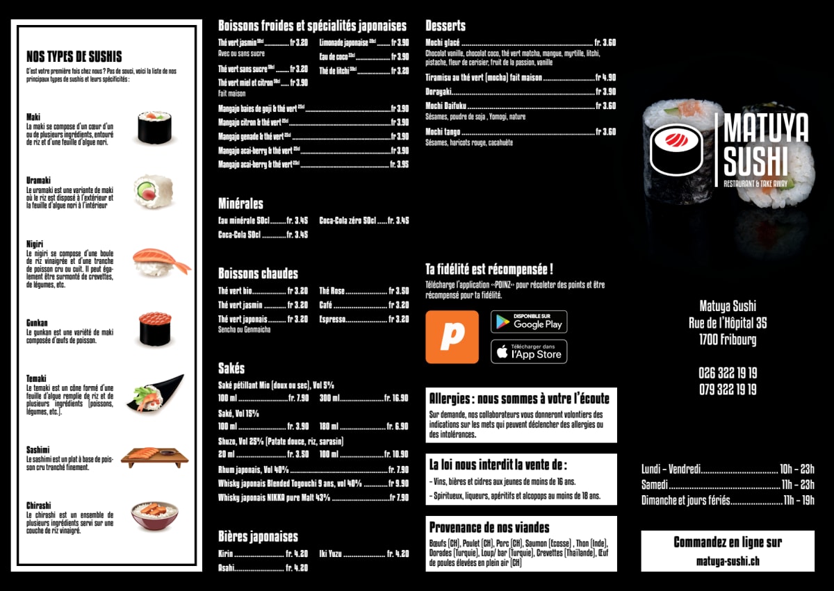 Speisekarte 2024 – Matuya Sushi in Freiburg – TheFork