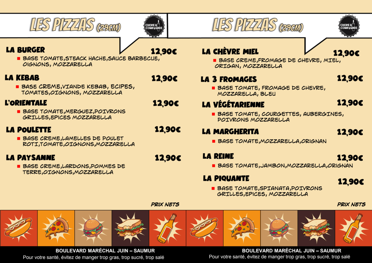 Carte et Menus 2024 - Chope et Compagnie à Saumur | TheFork