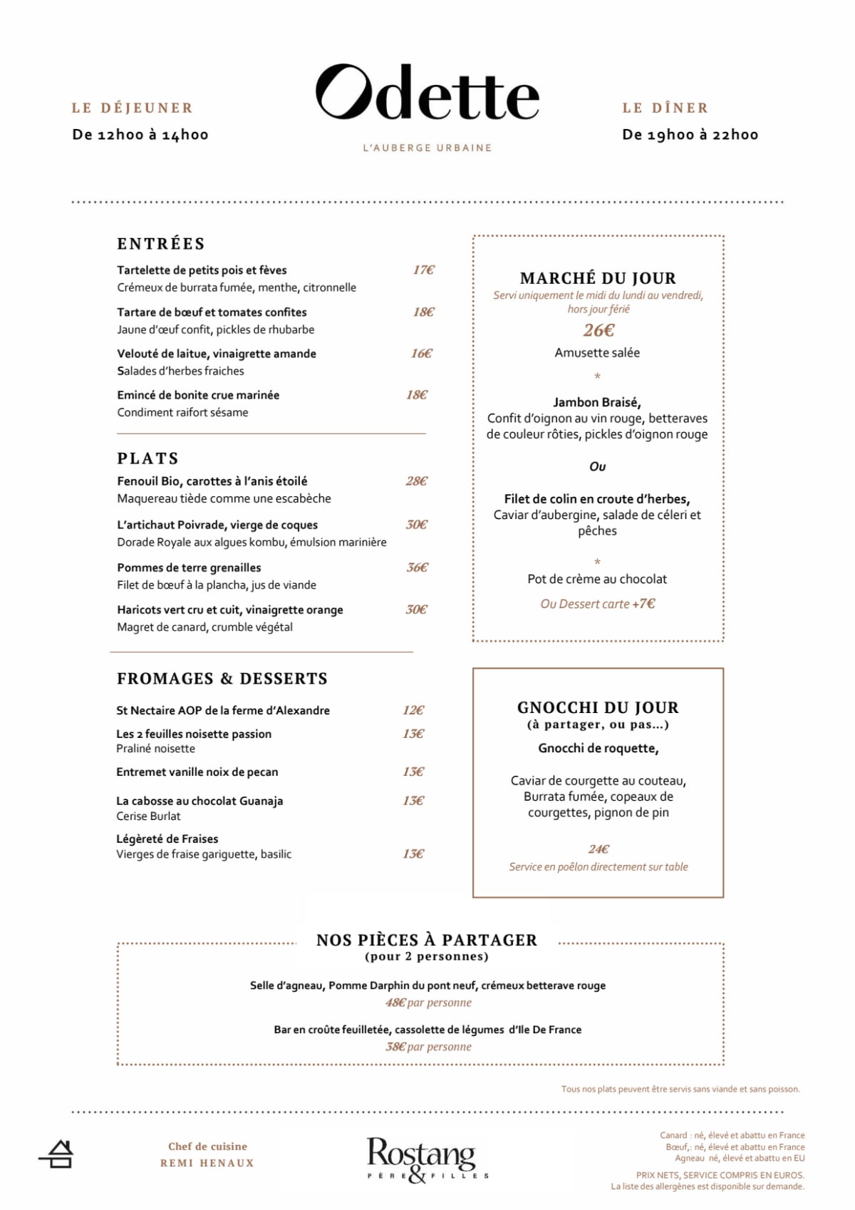 Menu 2023 - Odette in Paris-1ER-Arrondissement | TheFork