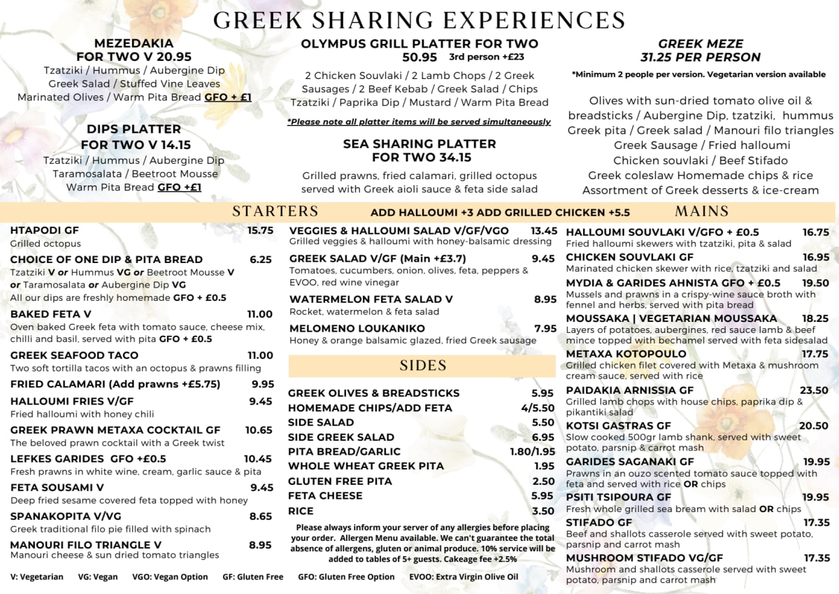 Menu 2024 - Gr/Eat Greek Cuisine in Eastbourne | TheFork