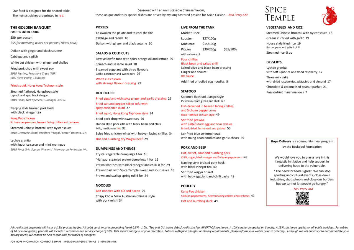 Menu 2024 - Spice Temple in Sydney (NSW) | TheFork