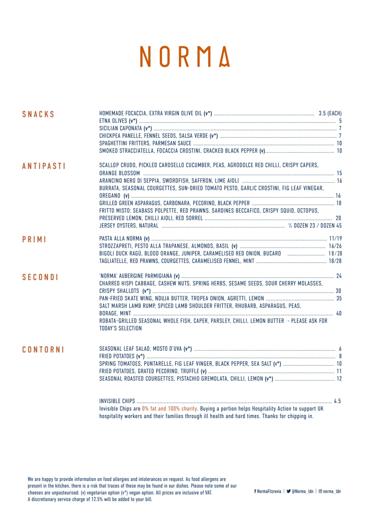 Carte et Menus 2024 - Norma à Londres | TheFork