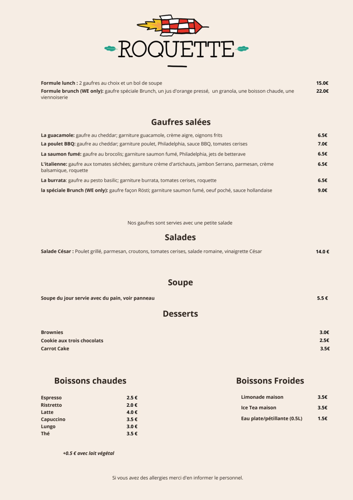 Carte et Menus 2024 - Resto Roquette à Molenbeek-Saint-Jean | TheFork