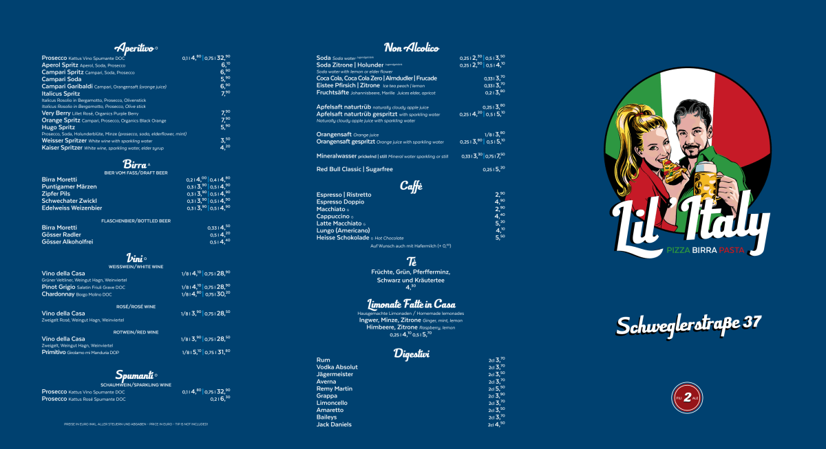 Menù completo e carta 2024 - Lil Italy 1150 a Vienna | TheFork