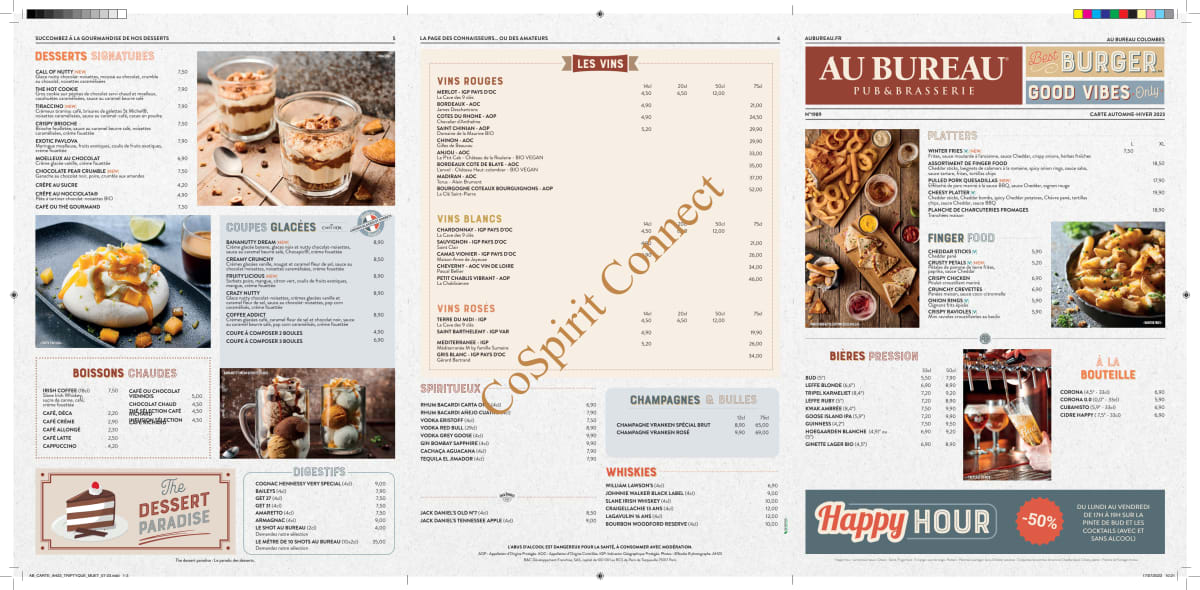 Carte et Menus 2024 - Au Bureau Colombes à Colombes | TheFork