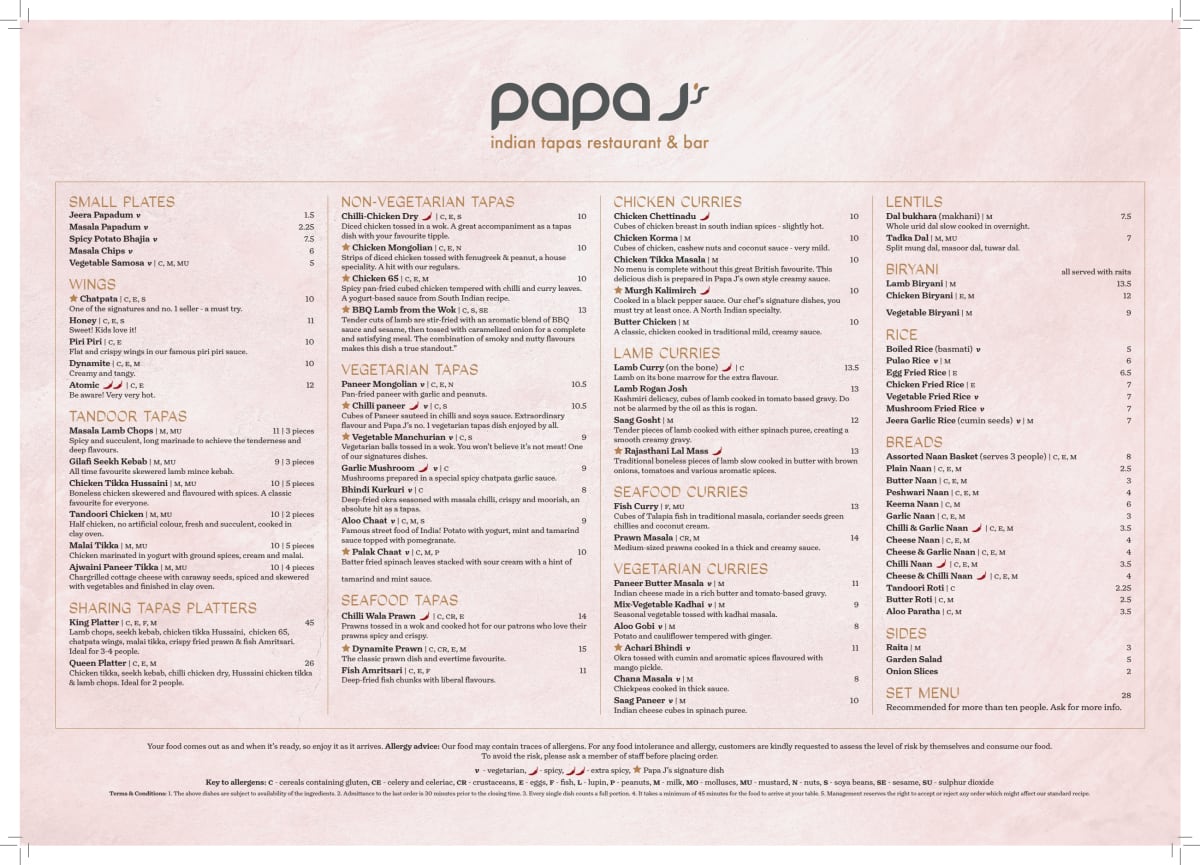 Menù completo e carta 2024 - Papa J's a Milton Keynes | TheFork