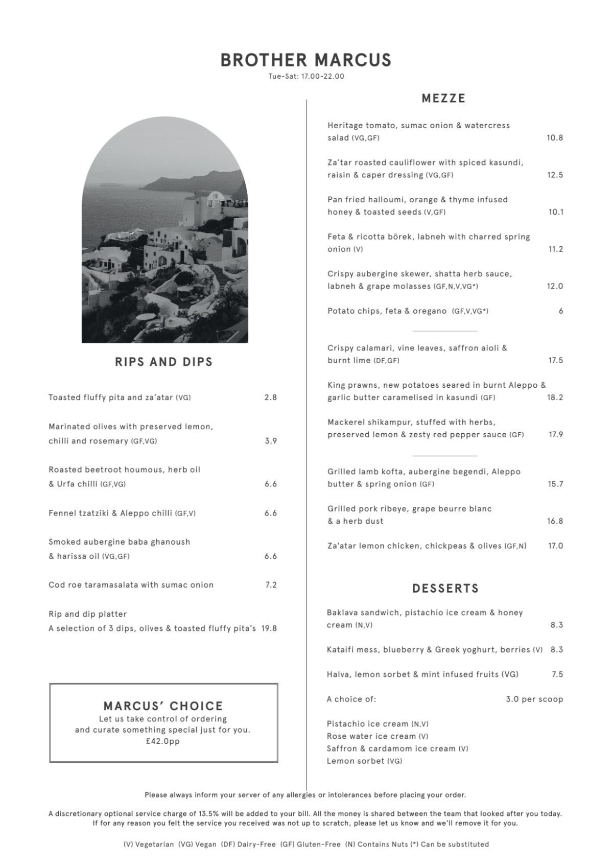 Menus 2024 - Brother Marcus Borough in London | TheFork