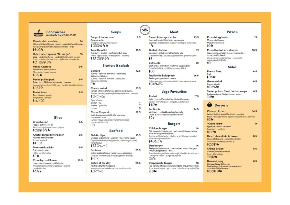 Menu 2024 - The Den in Amsterdam | TheFork