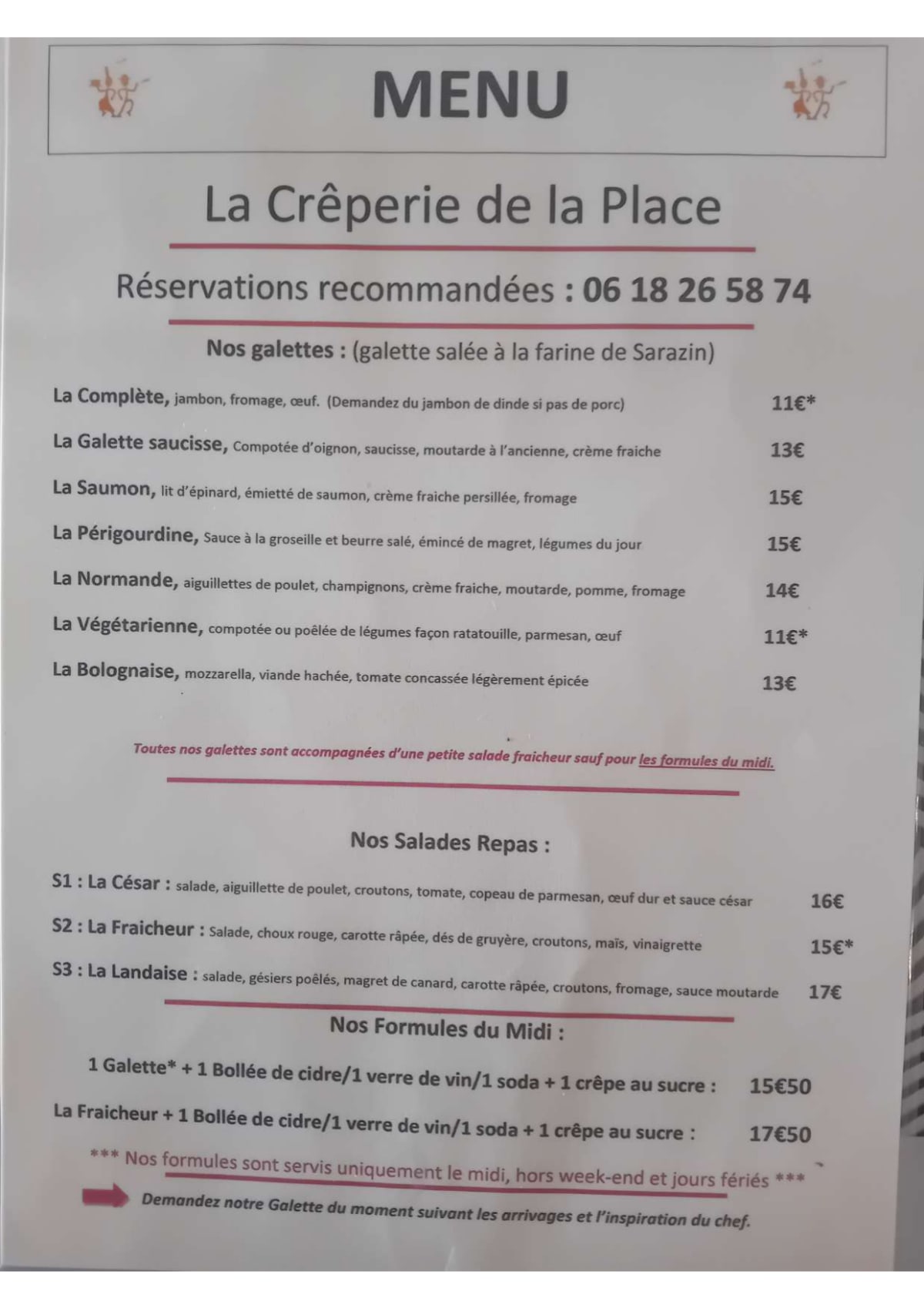 Carte et Menus 2024 - La Crêperie de la Place à Bagnols-sur-Cèze | TheFork
