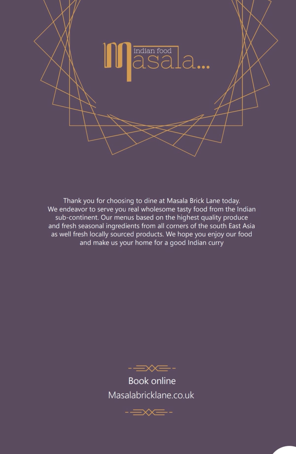 Menus 2024 - Masala in London | TheFork