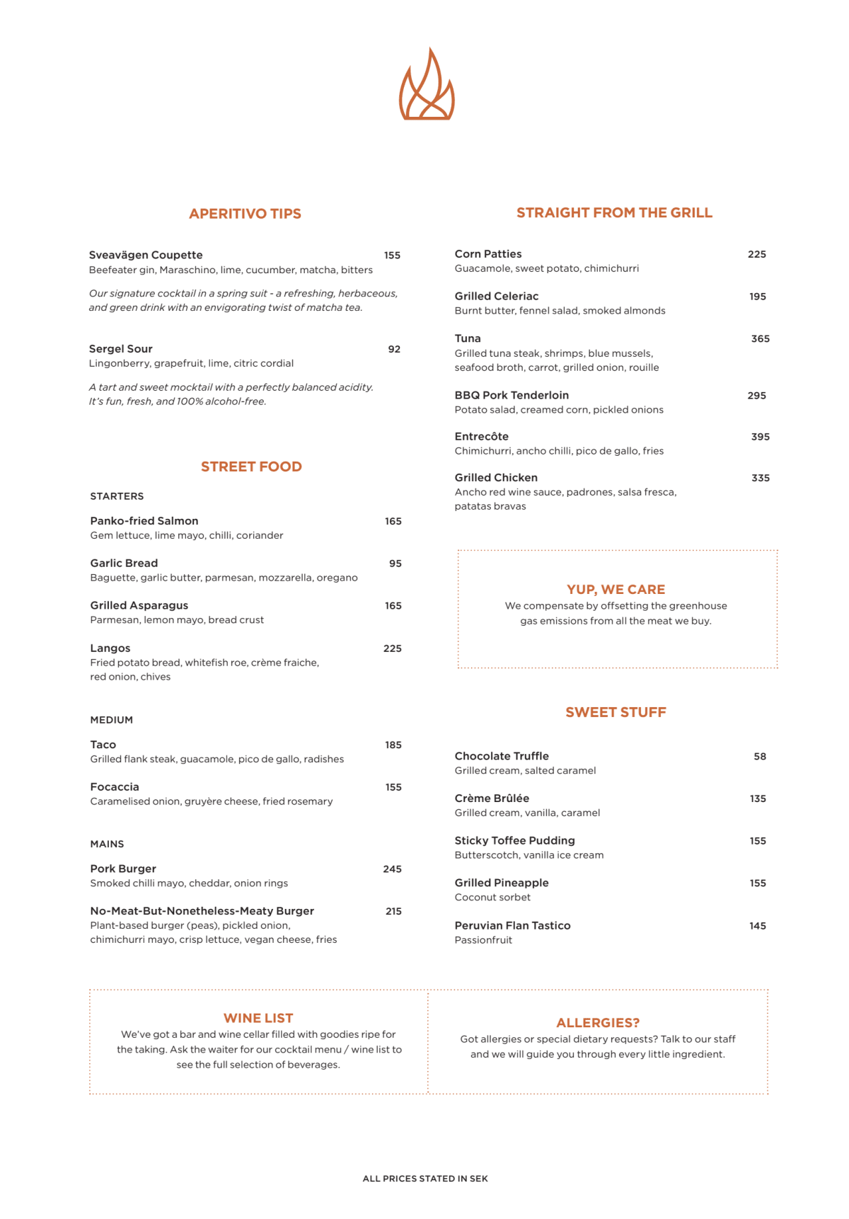 Menu 2023 - Campfire (Downtown Camper) in Stockholm | TheFork