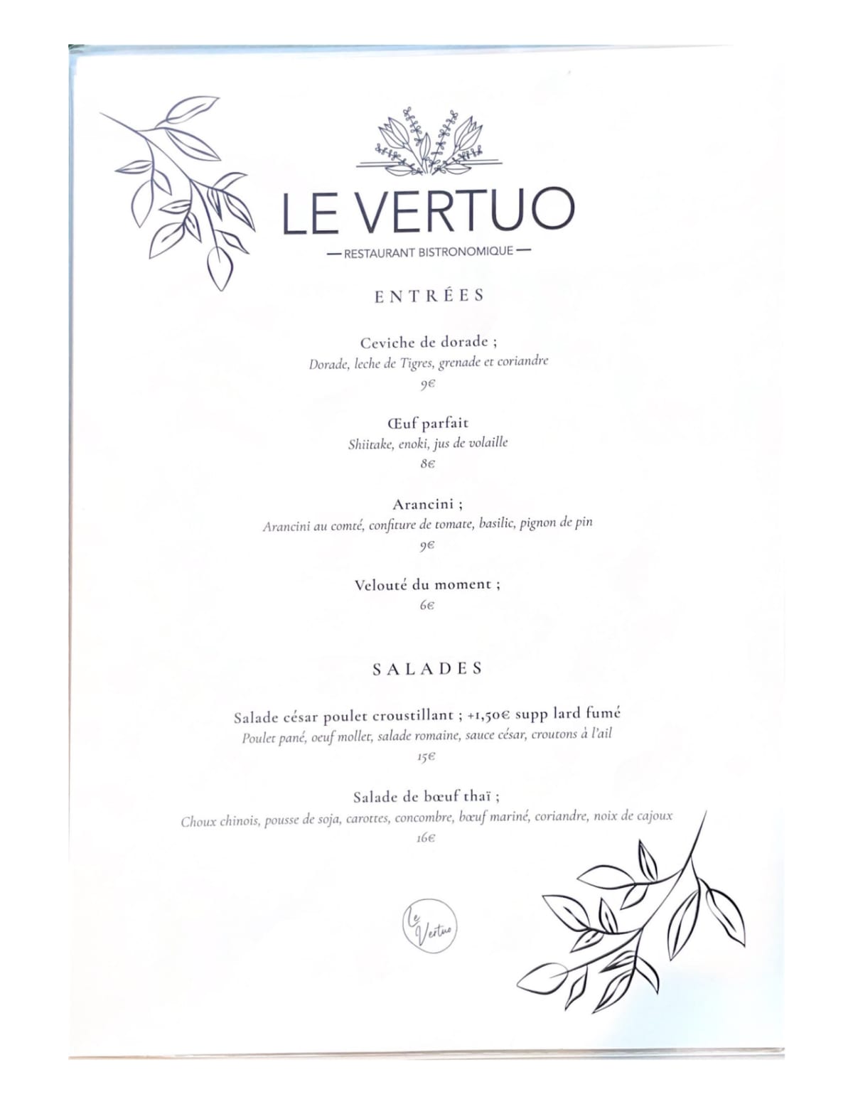 Carte et Menus 2024 - Le Vertuo à Aulnay-sous-Bois | TheFork