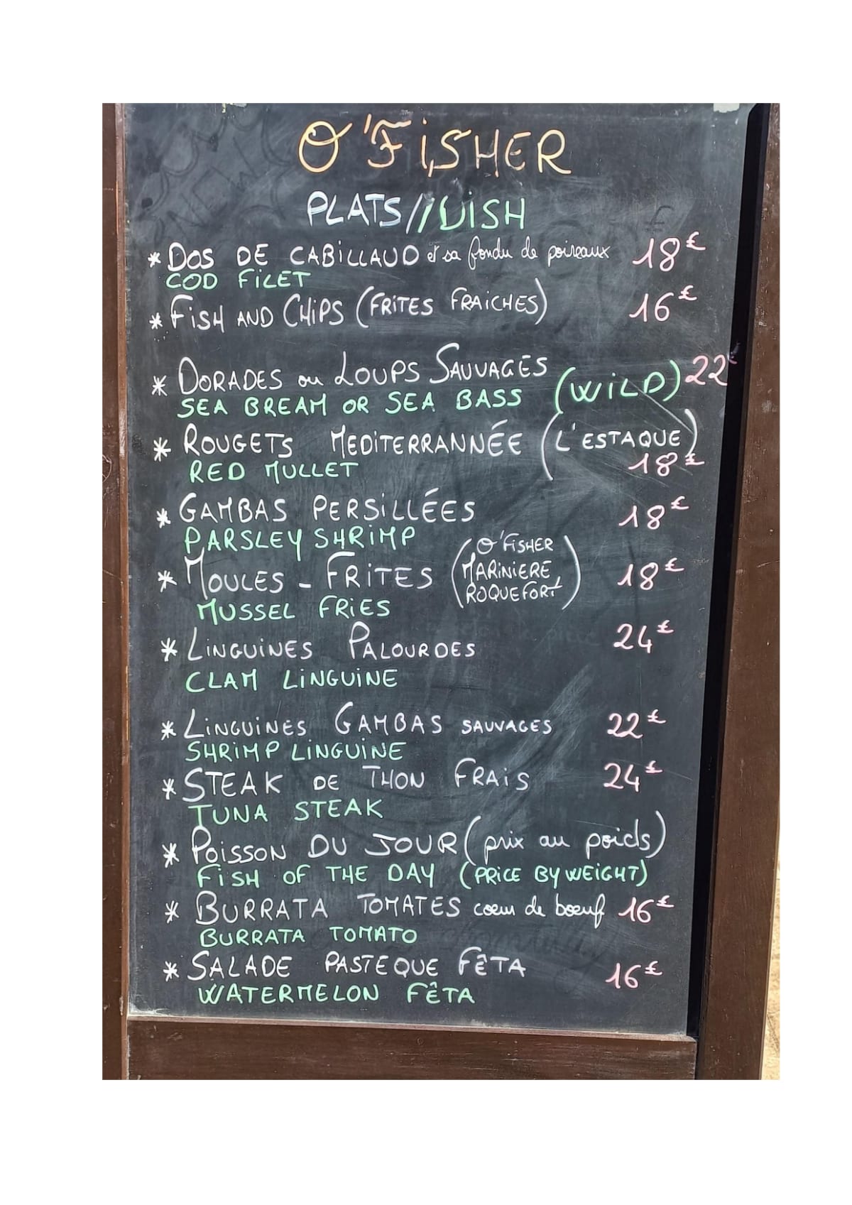 Menu 2024 - O Fisher em Marselha | TheFork