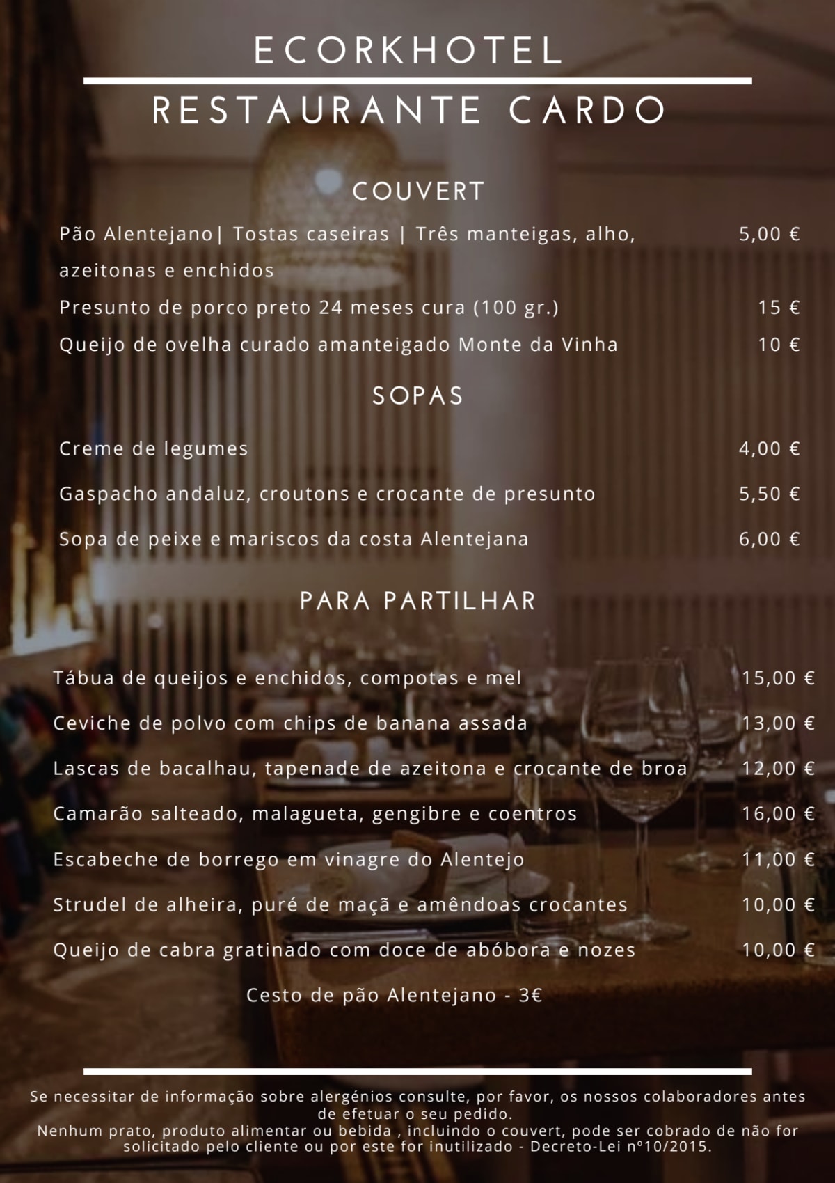 Menu 2024 - Restaurante Cardo in Évora | TheFork