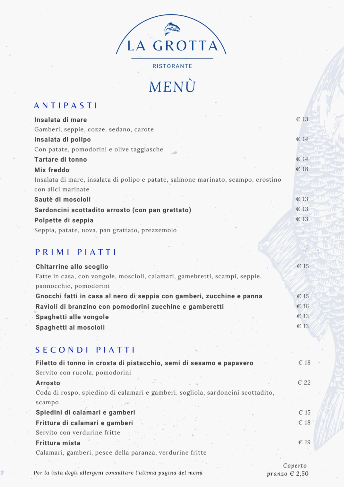 Menu 2024 - La Grotta in Agugliano | TheFork
