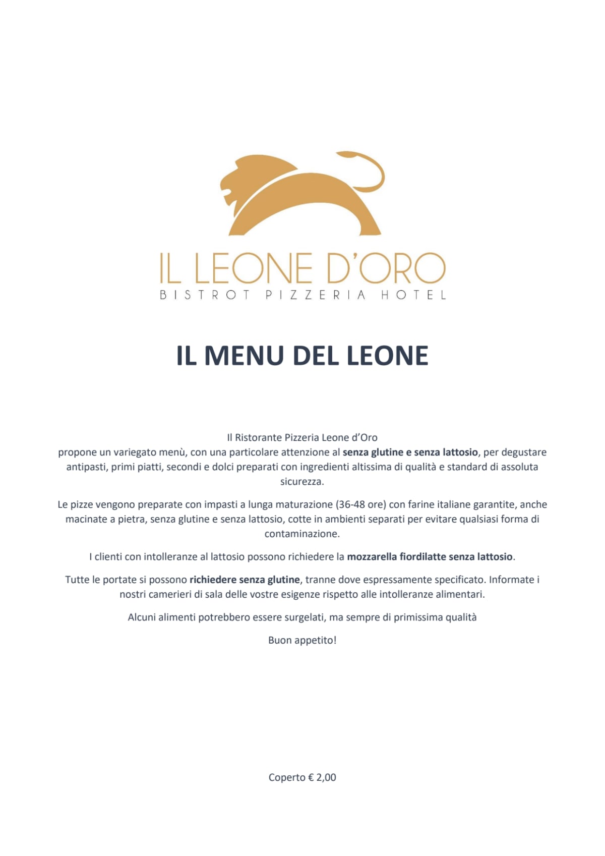 Speisekarte 2024 – Il Leone d'Oro in Telgate – TheFork