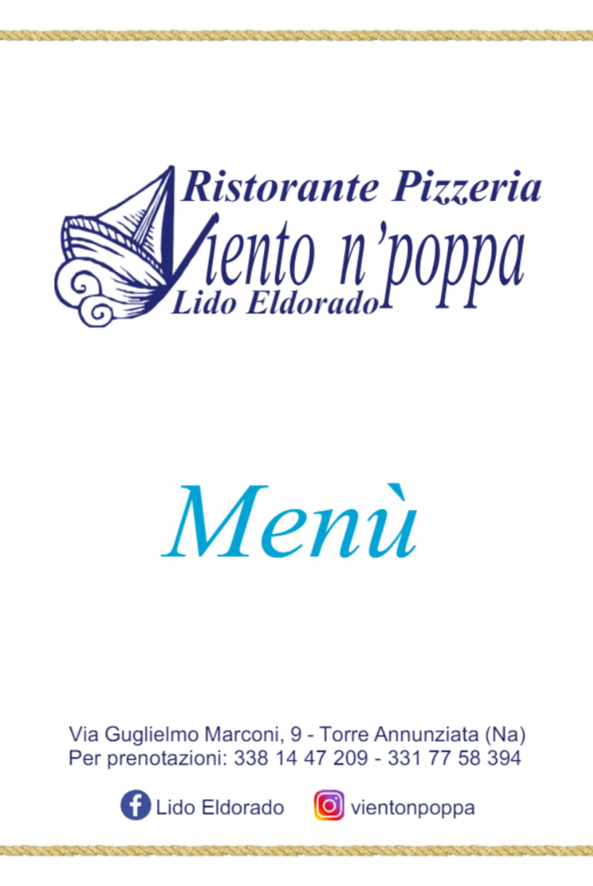 Carte et Menus 2024 - Ristorante Pizzeria Viento n’poppa à Torre ...