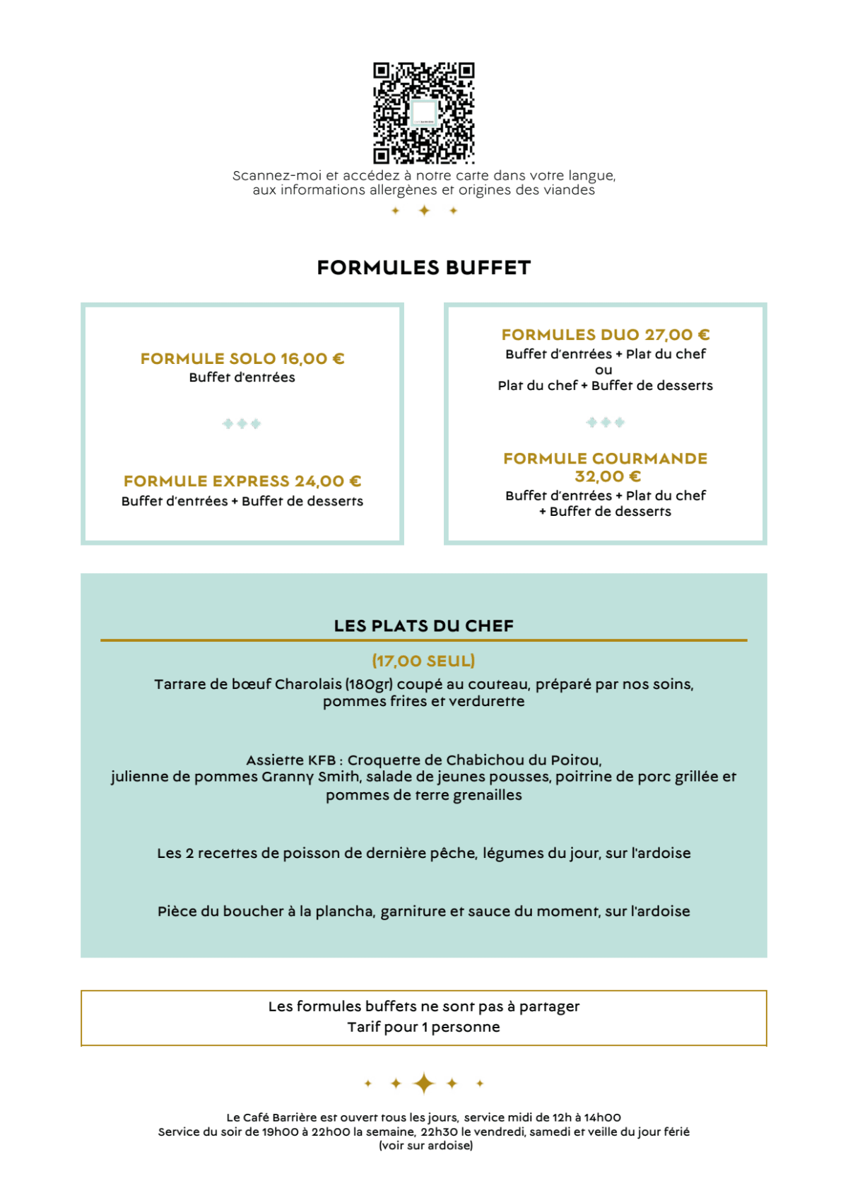 Carte et Menus 2024 - Café Barrière - Casino Barrière de Royan à Royan ...