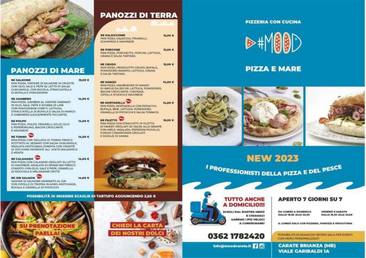 Speisekarte 2024 – Mood Pizza e Mare in Carate Brianza – TheFork