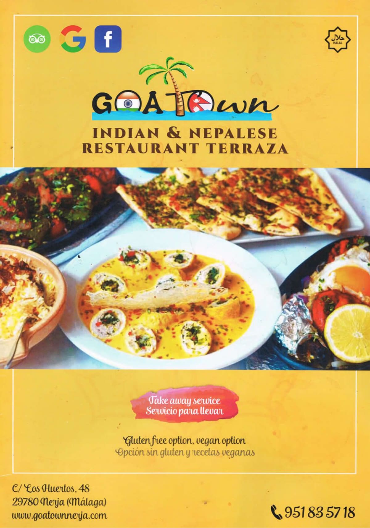 Carte et Menus 2024 - Goa Town à Nerja | TheFork