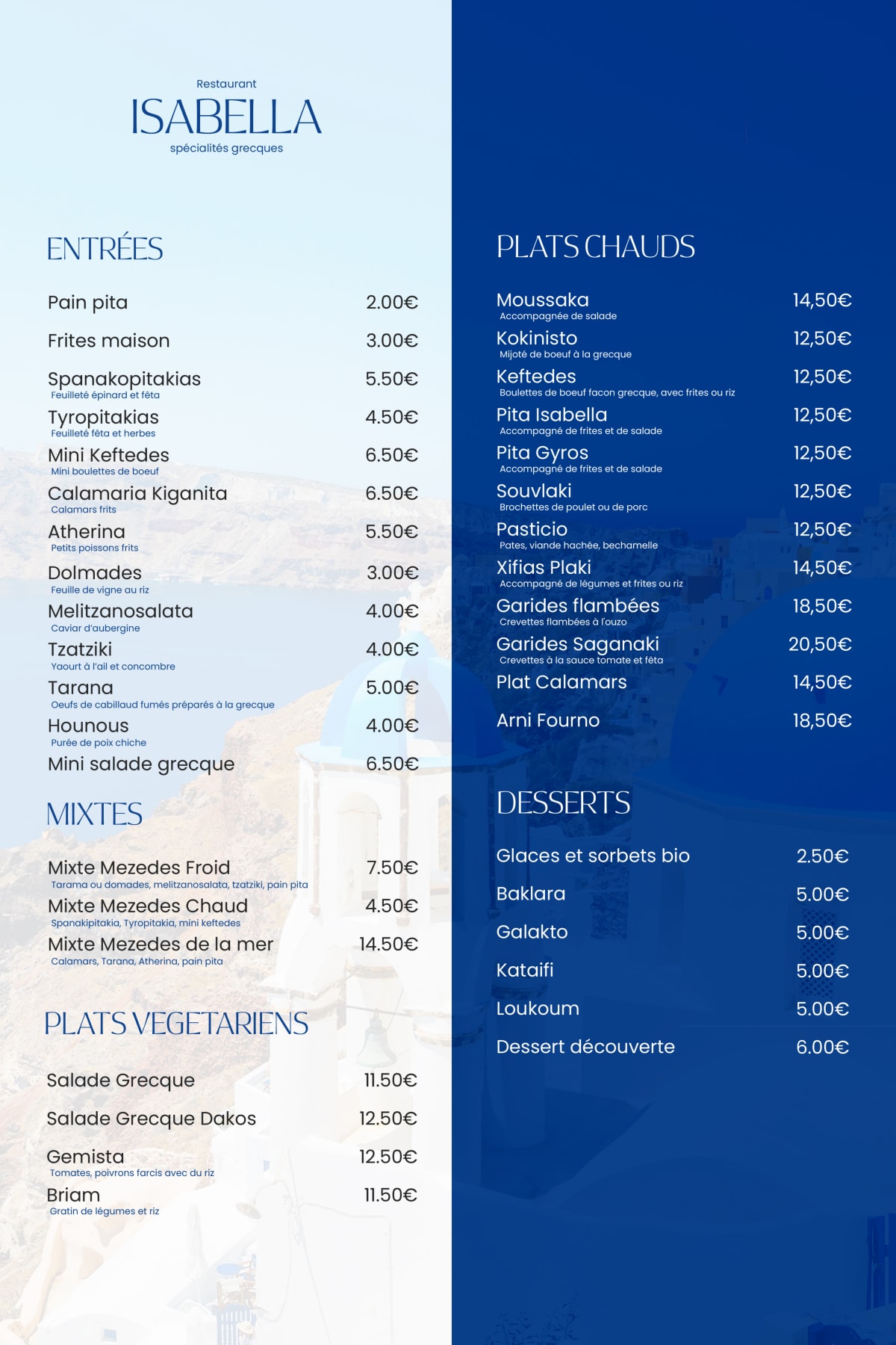 Menu 2024 - Isabella in Montpellier | TheFork