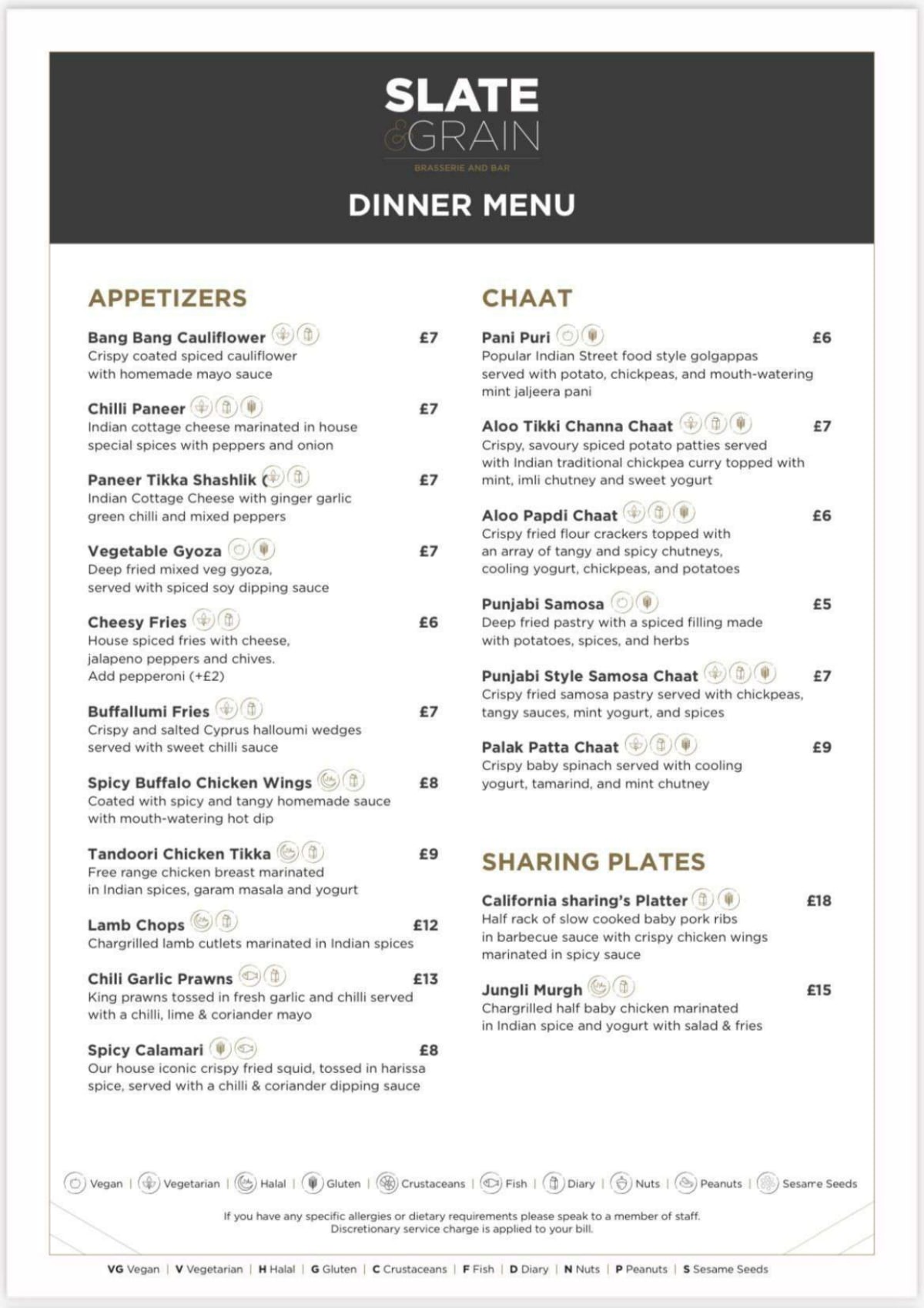 Carte et Menus 2024 - Rishi's in Slate & Grain brasserie à Hackbridge, London, Wallington | TheFork