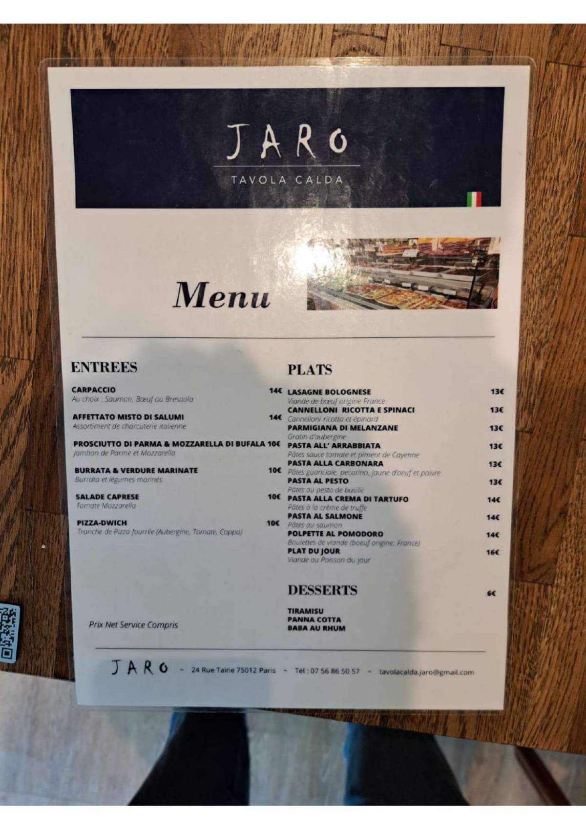 Menu 2024 - Jaro Tavola Calda in Paris | TheFork