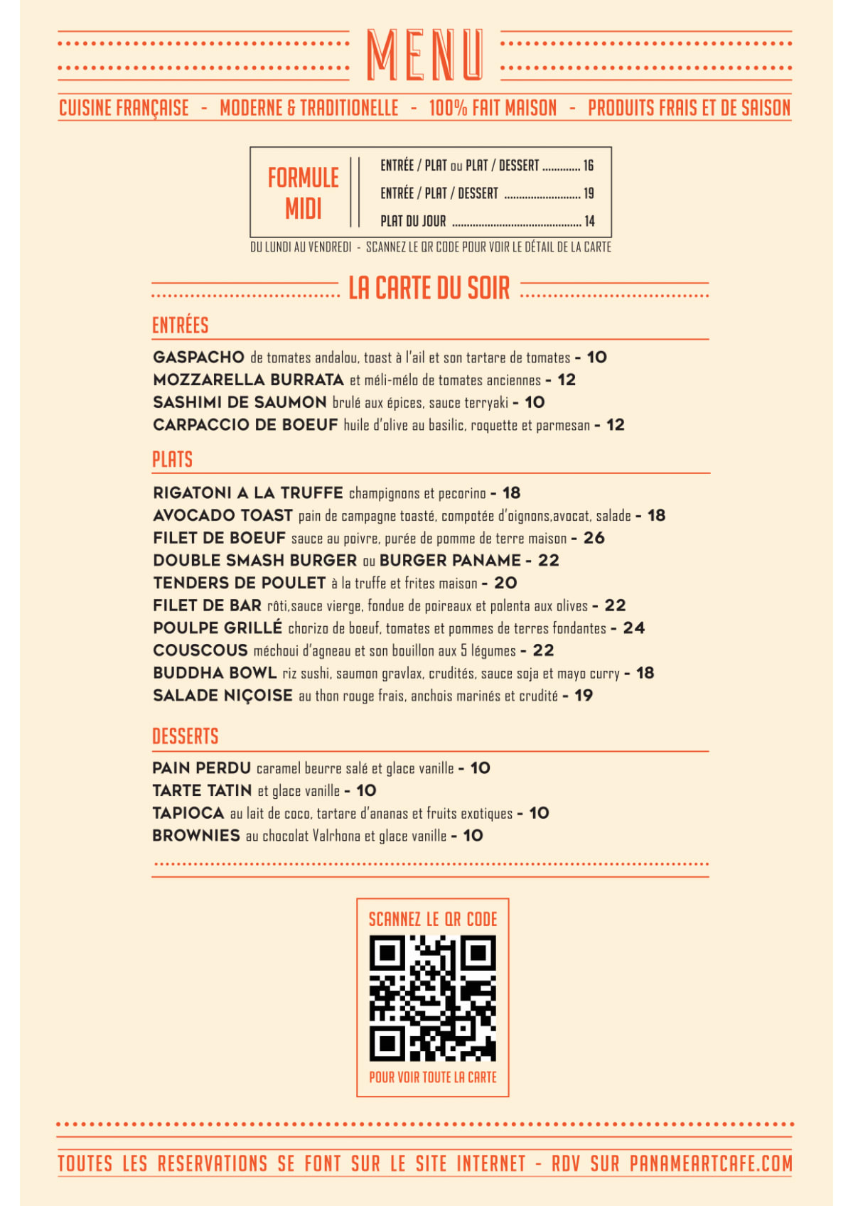 Menu 2024 - Le Paname Art Café in Paris | TheFork