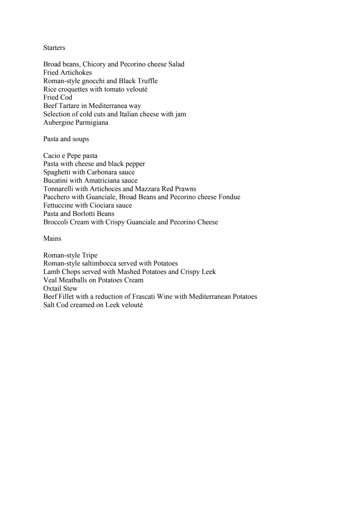 Menù completo e carta 2024 - Osteria Romana a Londra | TheFork Menù completo e carta 2024 - Osteria Romana a Londra | TheFork