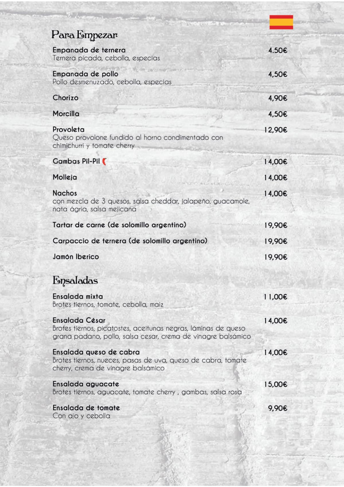 Menu 2024 - Buenos Aires Steak House in Marbella | TheFork