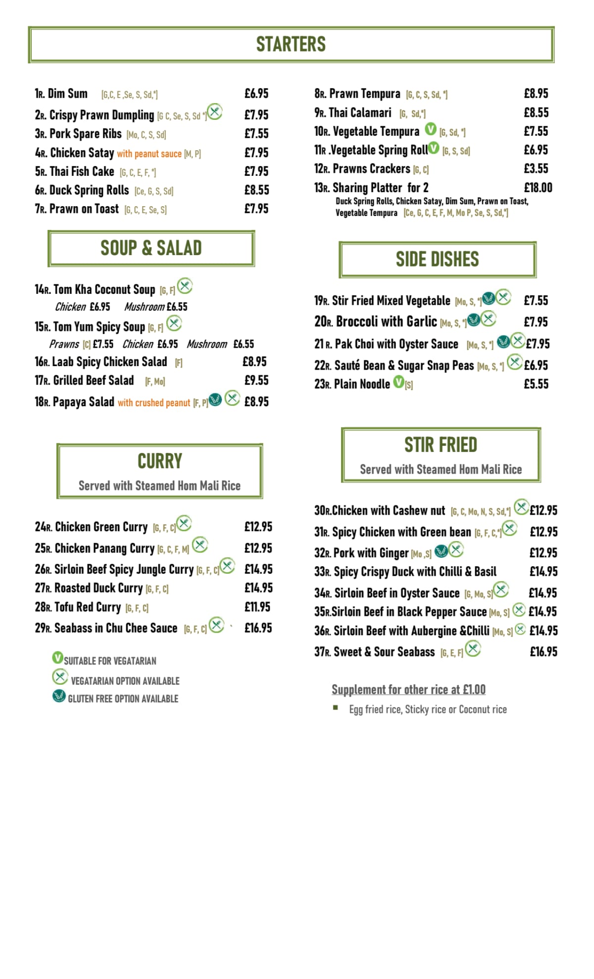 Menu 2024 - Thai Upon Thames in Twickenham | TheFork