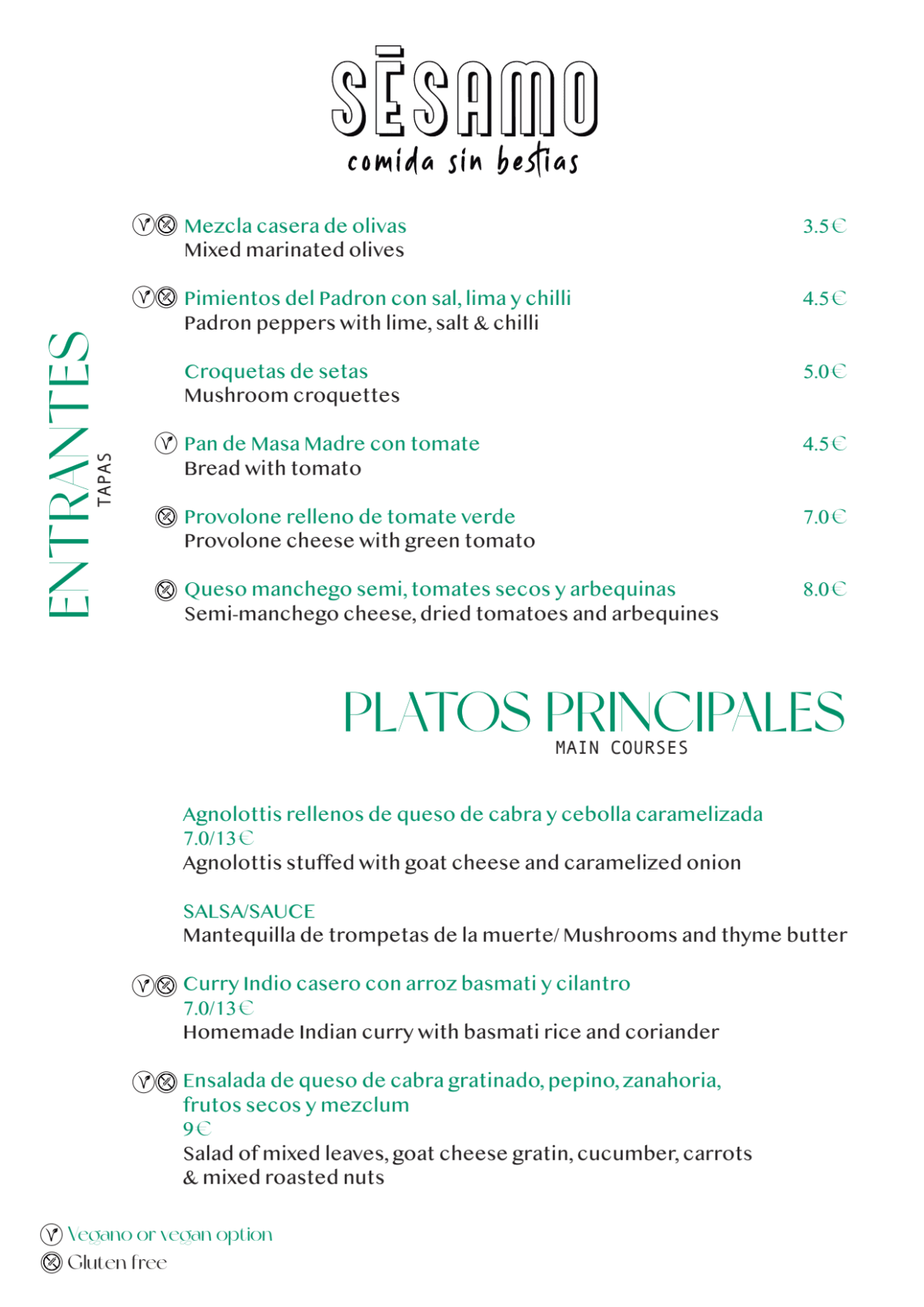 Menu 2024 - Sésamo in Barcelona | TheFork