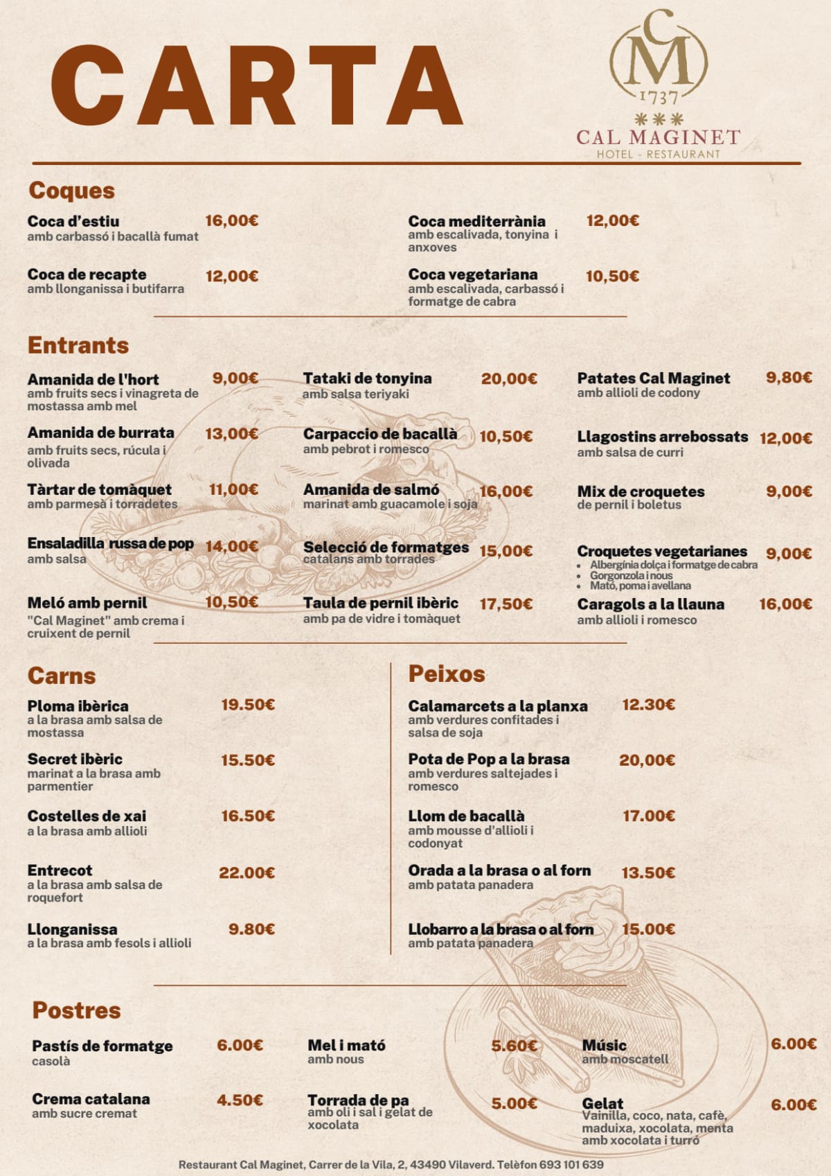 Menù completo e carta 2024 - Restaurant Cal Maginet a Vilaverd | TheFork