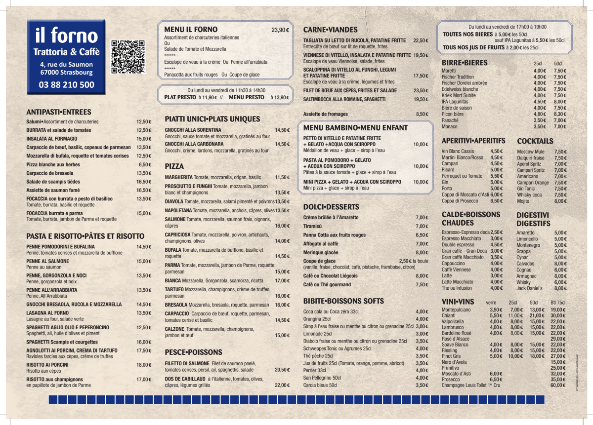 Menu 2024 - il forno in Strasbourg | TheFork