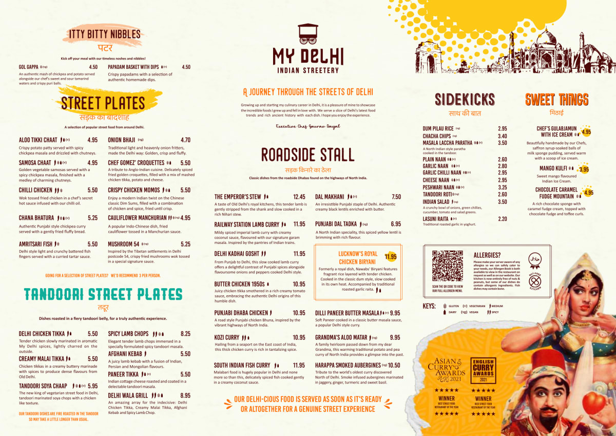 Carte et Menus 2024 - My Delhi Indian Streetery à Newcastle upon Tyne | TheFork