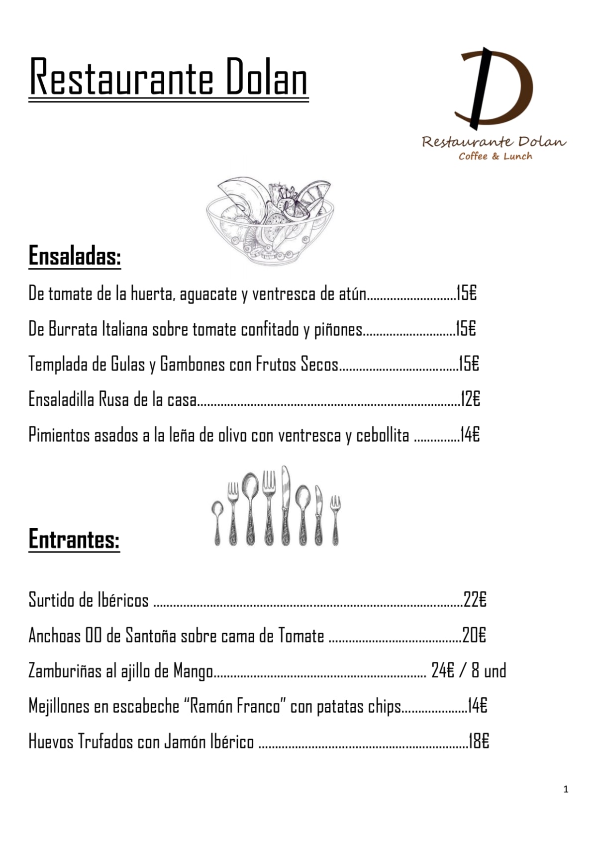 Carte et Menus 2023 - Dolan à Madrid | TheFork