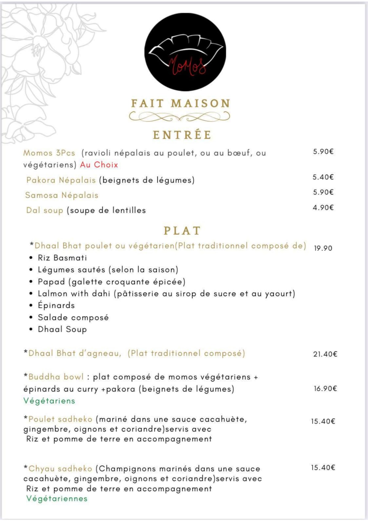 Carte et Menus 2024 - Momos à Lyon | TheFork